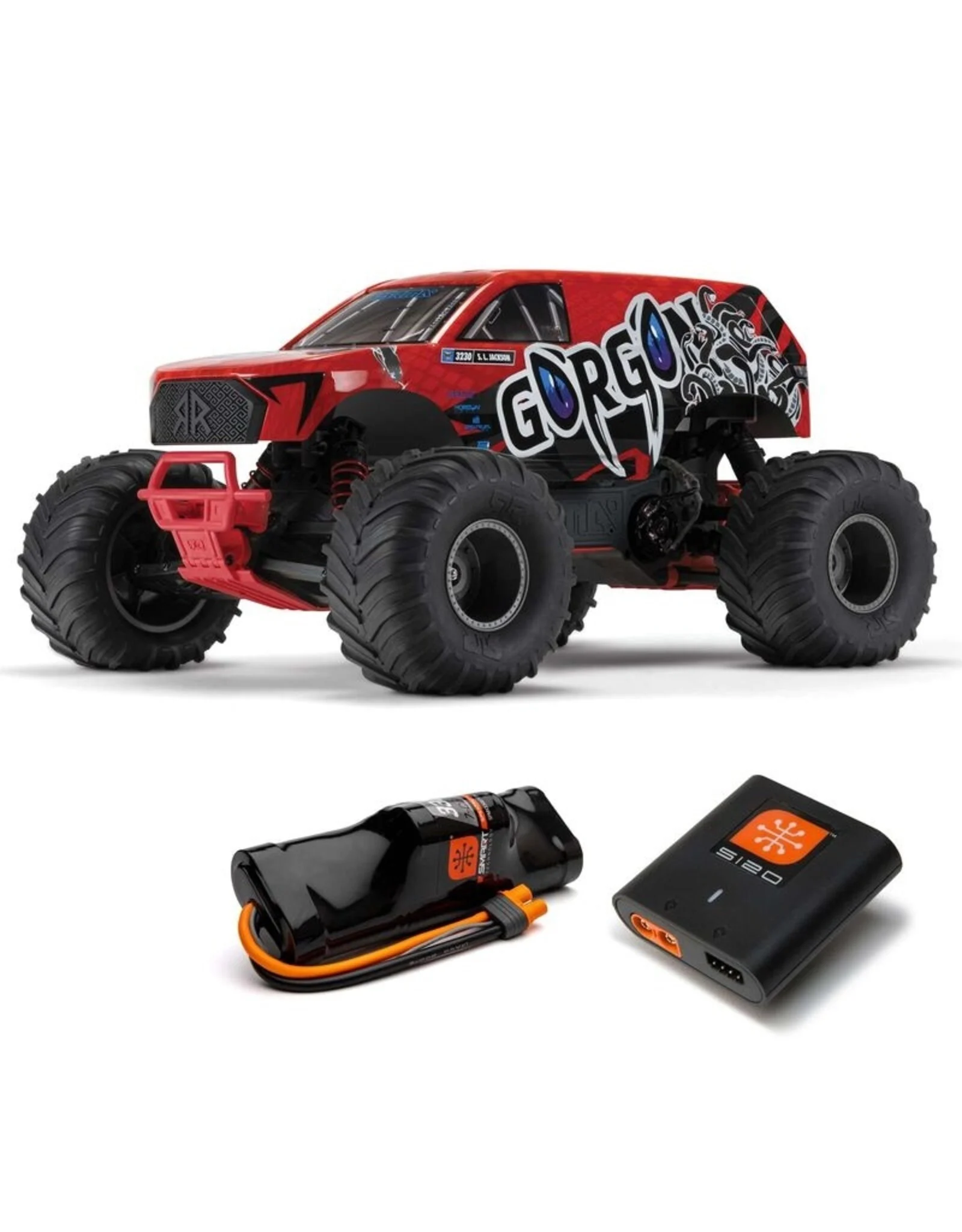 Arrma GORGON 2WD MT 1/10 RTR Smart 3300 7C S120 USB Red - Elektrobiler ...